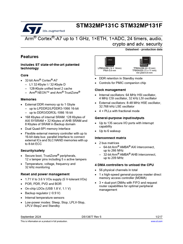 STM 32 MP 131 C | PDF | Electronics | Computer Science