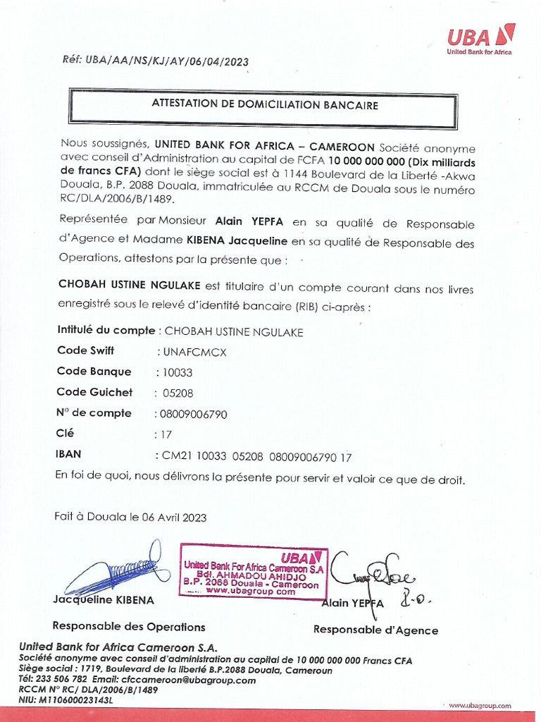 Attestation de Domiciliation 1 | PDF