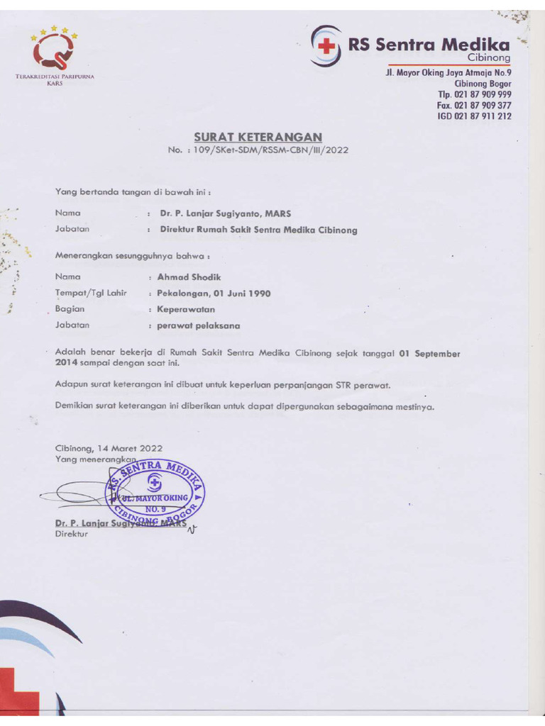 003 Surat Keterangan Kerja | PDF