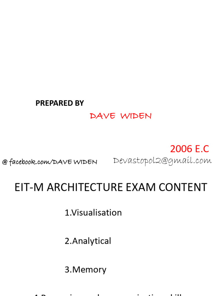 Arch Entrance Exam Sample 001 | PDF | Color | Vision