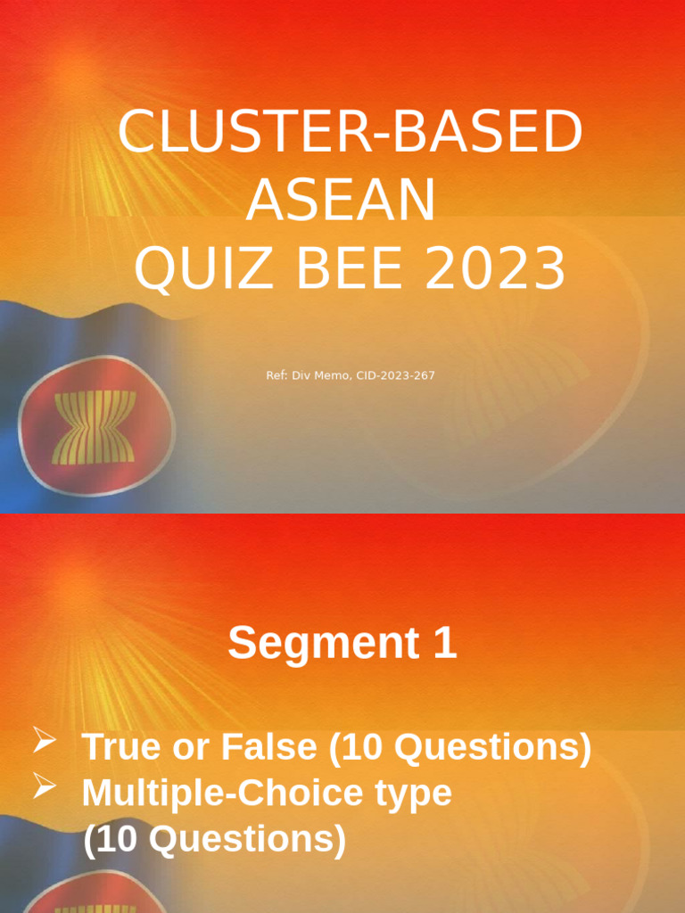 Cluster-Based ASEAN Quiz Bee (From MABAMA) | PDF | Malaysia | Southeast ...