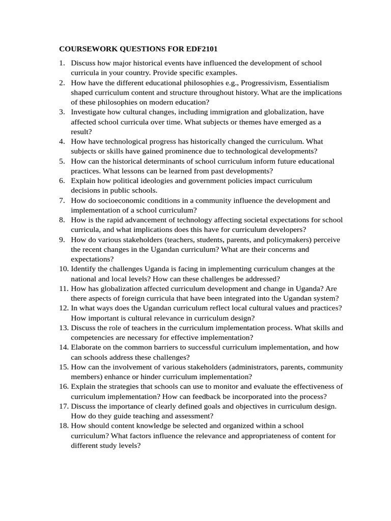Coursework For Curriculum Design | PDF | Curriculum | Liberal Arts ...