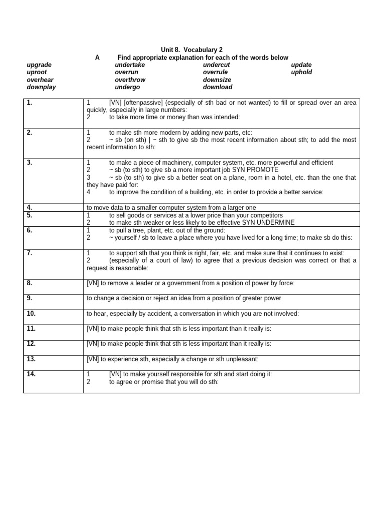 Vocabulary Exercises for Key Verbs | PDF | Justice | Crime & Violence