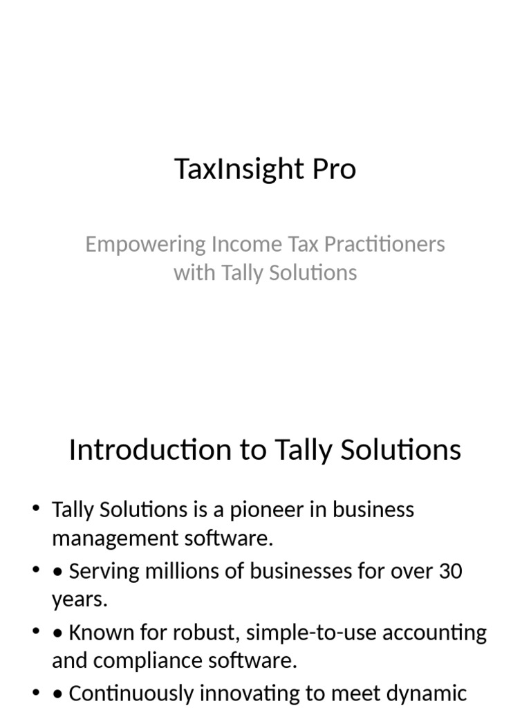 Tally Solutions for Income Tax Practitioners | PDF | Automation | Computing