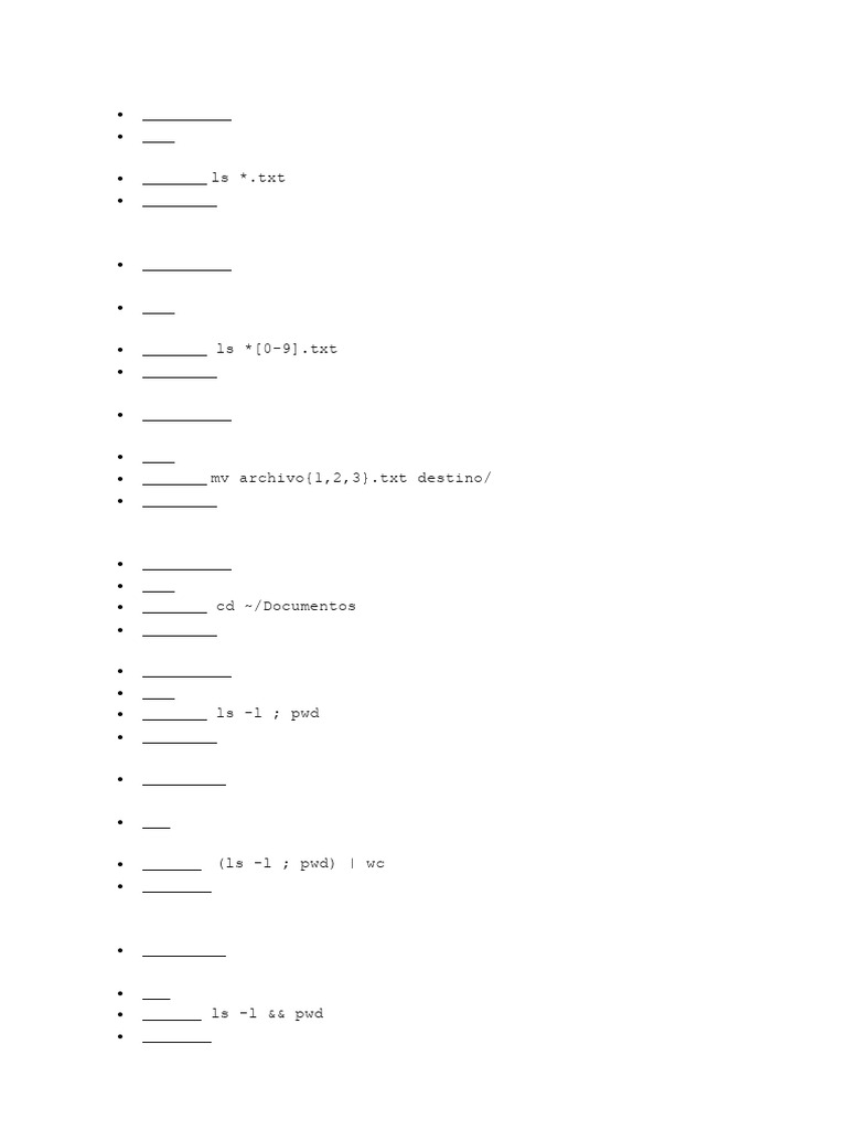 Comandos Prácticas FS | PDF | Archivo de computadora | Expresión regular