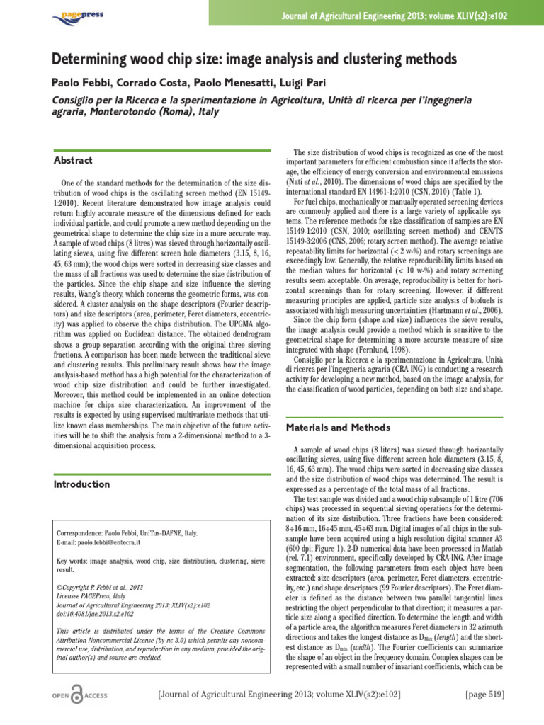 Determining Wood Chip Size Image Analysis and Clus | PDF | Teaching ...