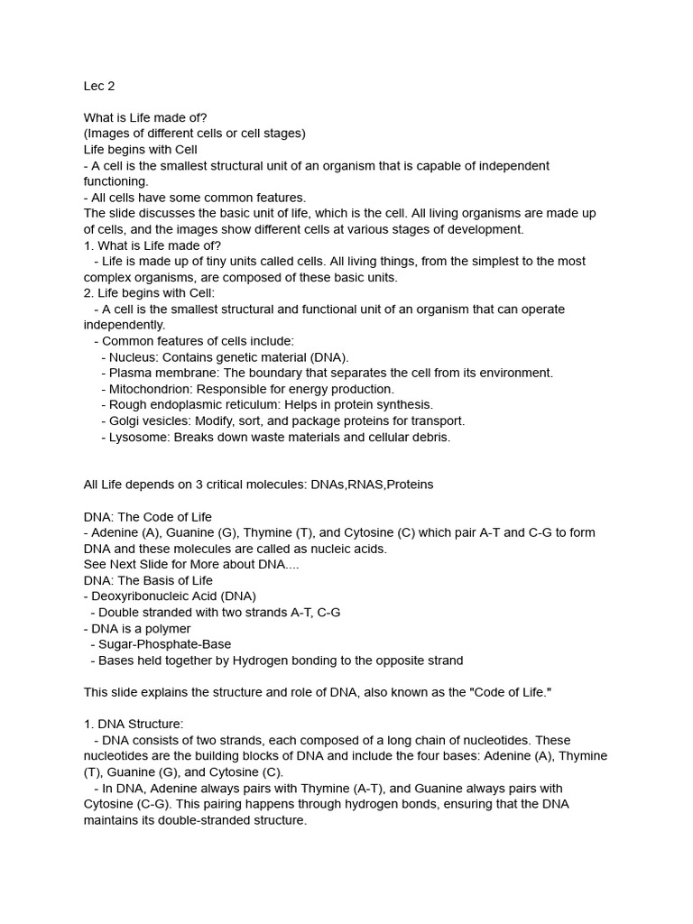 Intro To BioInformatics Lec 2 | PDF | Rna | Translation (Biology)