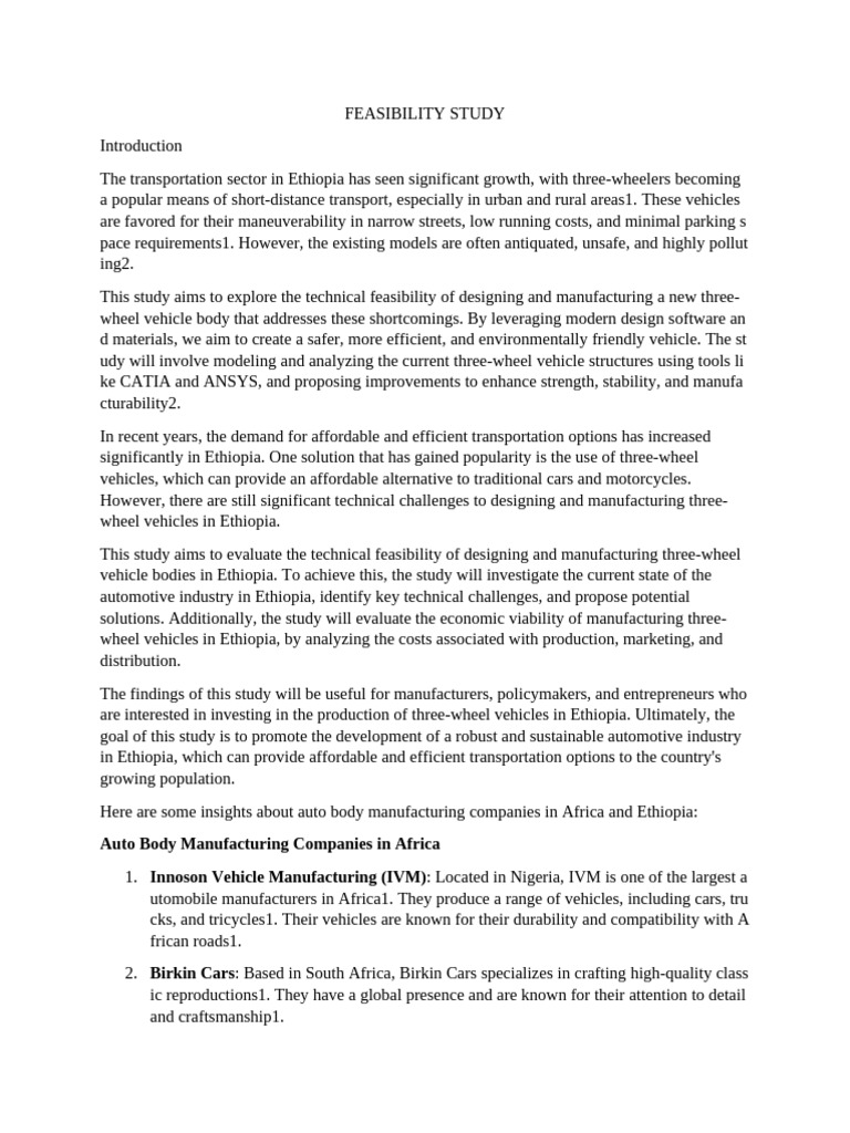 FEASIBILITY STUDY | PDF | Reliability Engineering | Decision Making