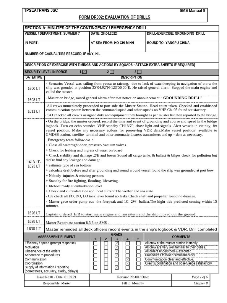 Grounding Drill Evaluation Report | PDF | Shipping