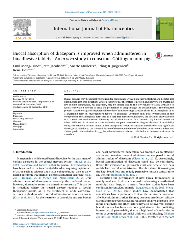 Buccal Absorption of Diazepam Is Improved When Administered in ...