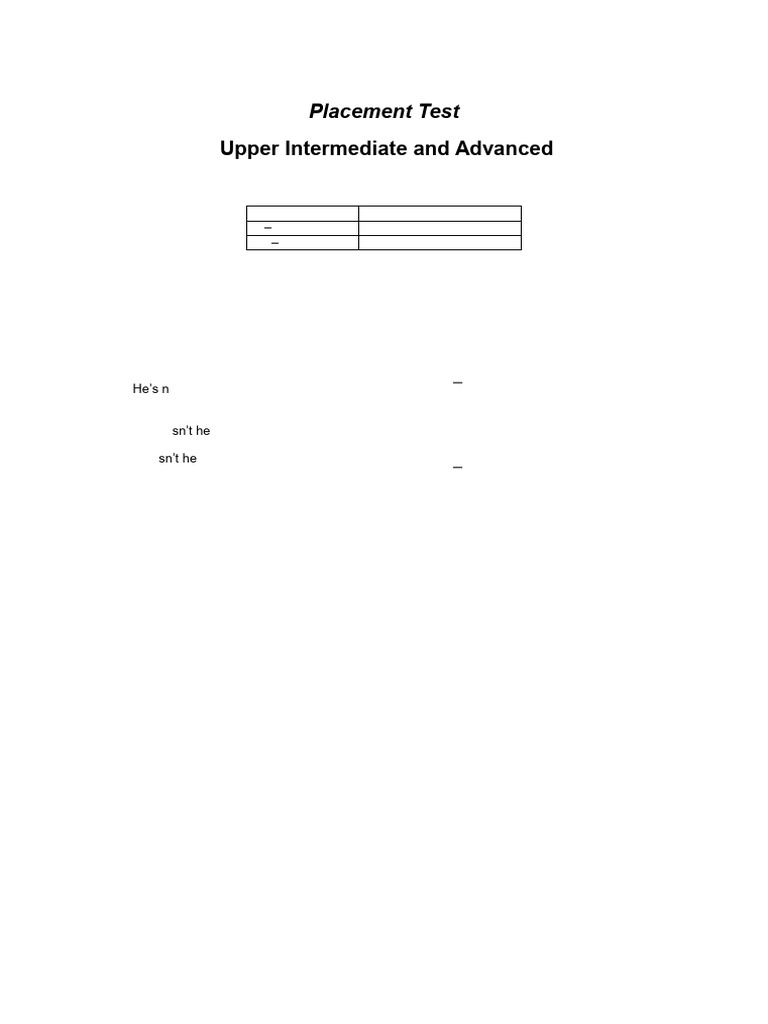 Upper Intermediate and Advanced Placement Test | PDF