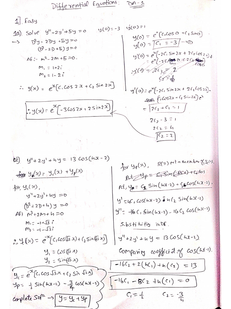 Differential Equations Da-1 Tutorial Sheet | PDF