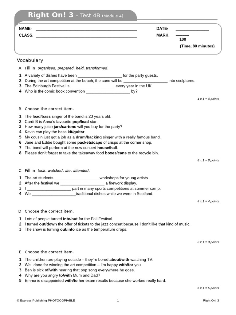 12 RightOn 3 - SER - Test 4B - Mod 4 | PDF