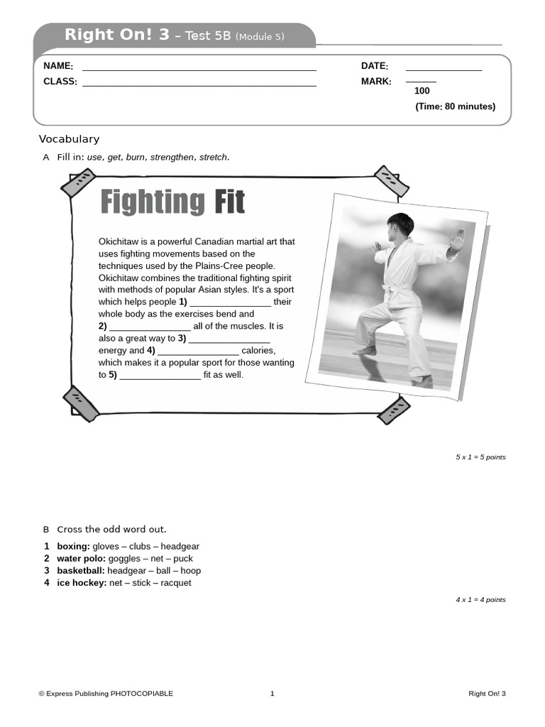Right On! 3 - Module 5B Test | PDF | Self-Improvement