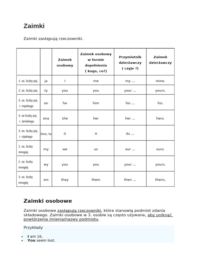 Zaimki | PDF