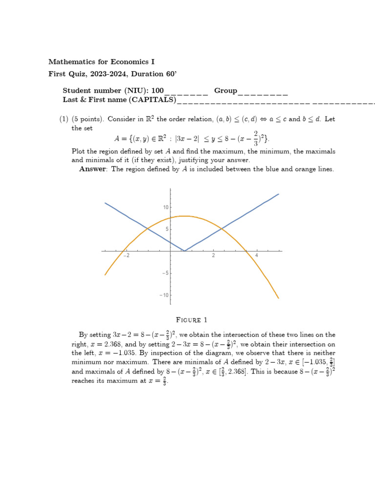 Quiz1 2024 With Answers | PDF | Function (Mathematics) | Asymptote