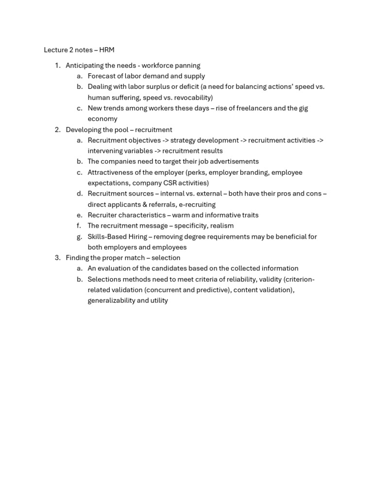 Lecture 2 Notes - HRM | PDF