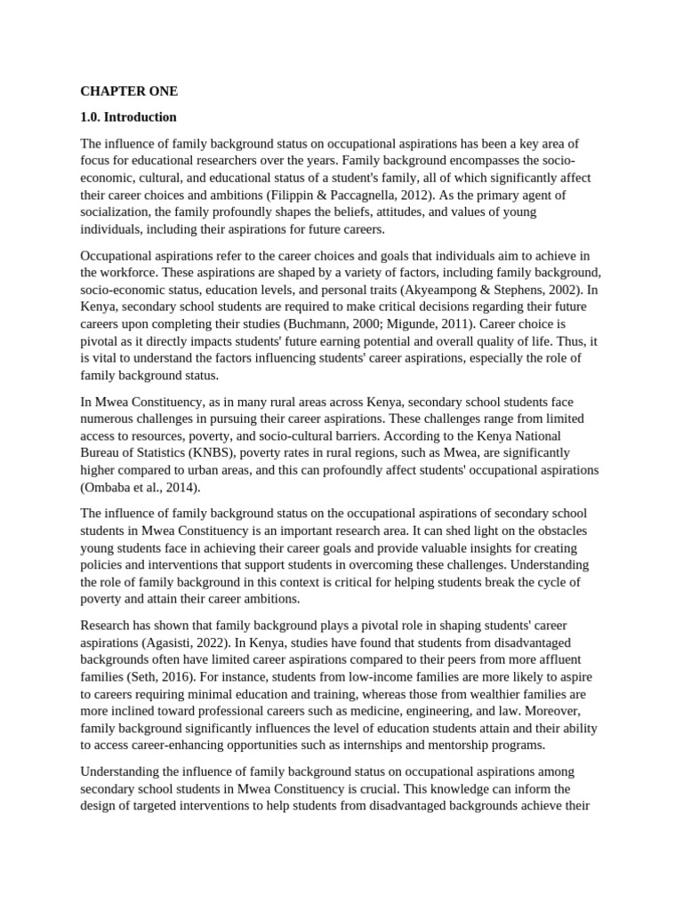 Family Impact on Career Dreams | PDF | Family | Socioeconomic Status