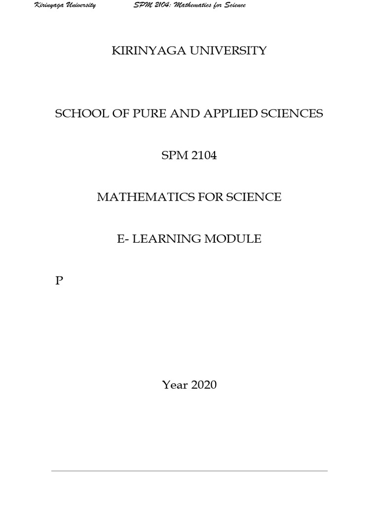 Mathematics For Science Pdf Notes
