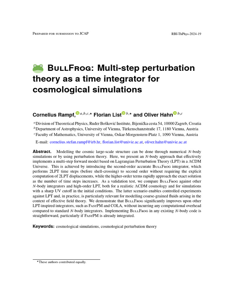 Bullfrog: Multi-Step Perturbation Theory As A Time Integrator For ...