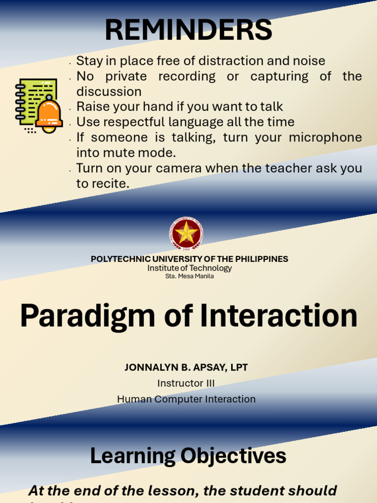 Lesson 3 Paradigm of Interaction | PDF | Graphical User Interfaces | Usability