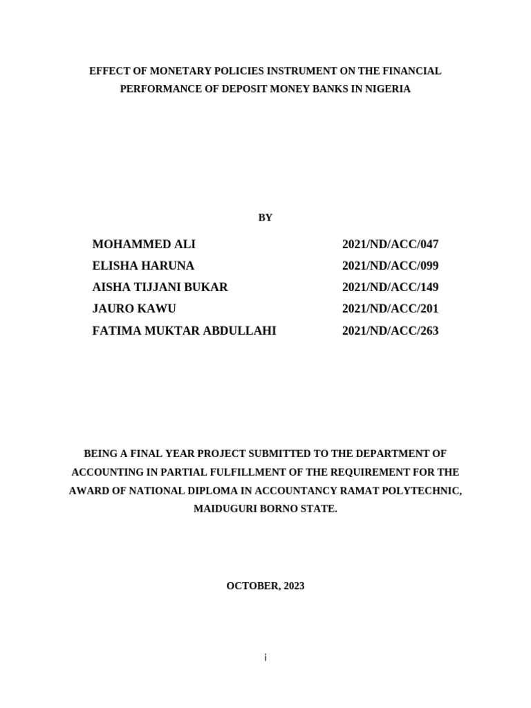 Group 47 Vetted Chapter 1-5 | PDF | Monetary Policy | Interest Rates
