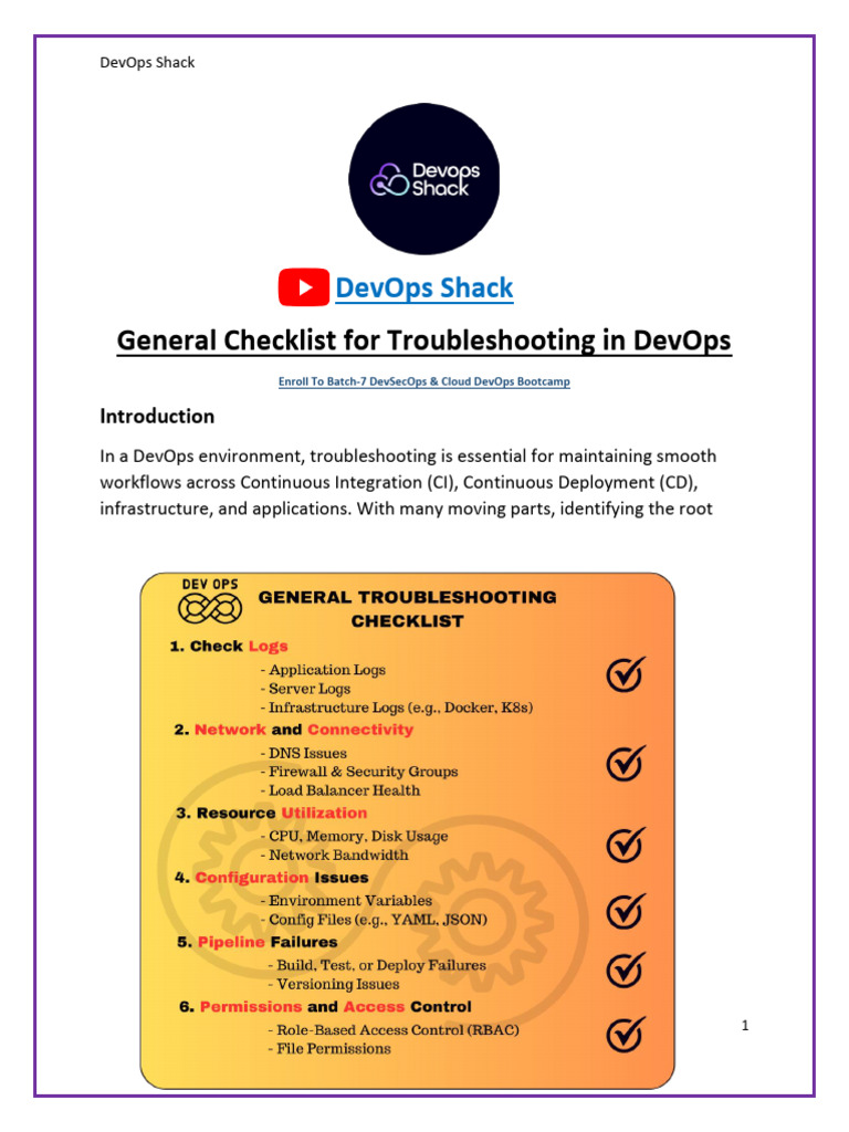 General Checklist For Troubleshooting in DevOps | PDF | Computer Network | Computing