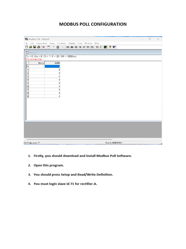 Modbus Poll Setup for Rectifier-A | PDF