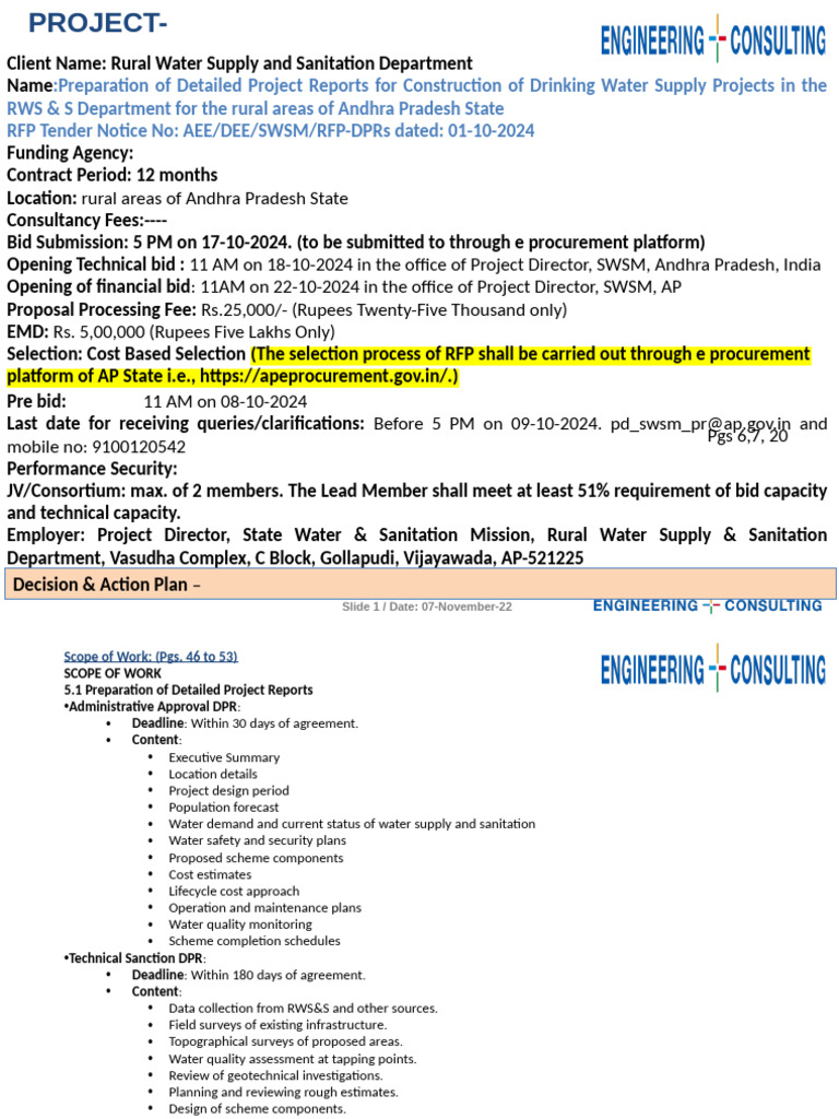 Synopsis On AP-DPR-Drinking Water Supply Project | PDF | Tax Deduction ...