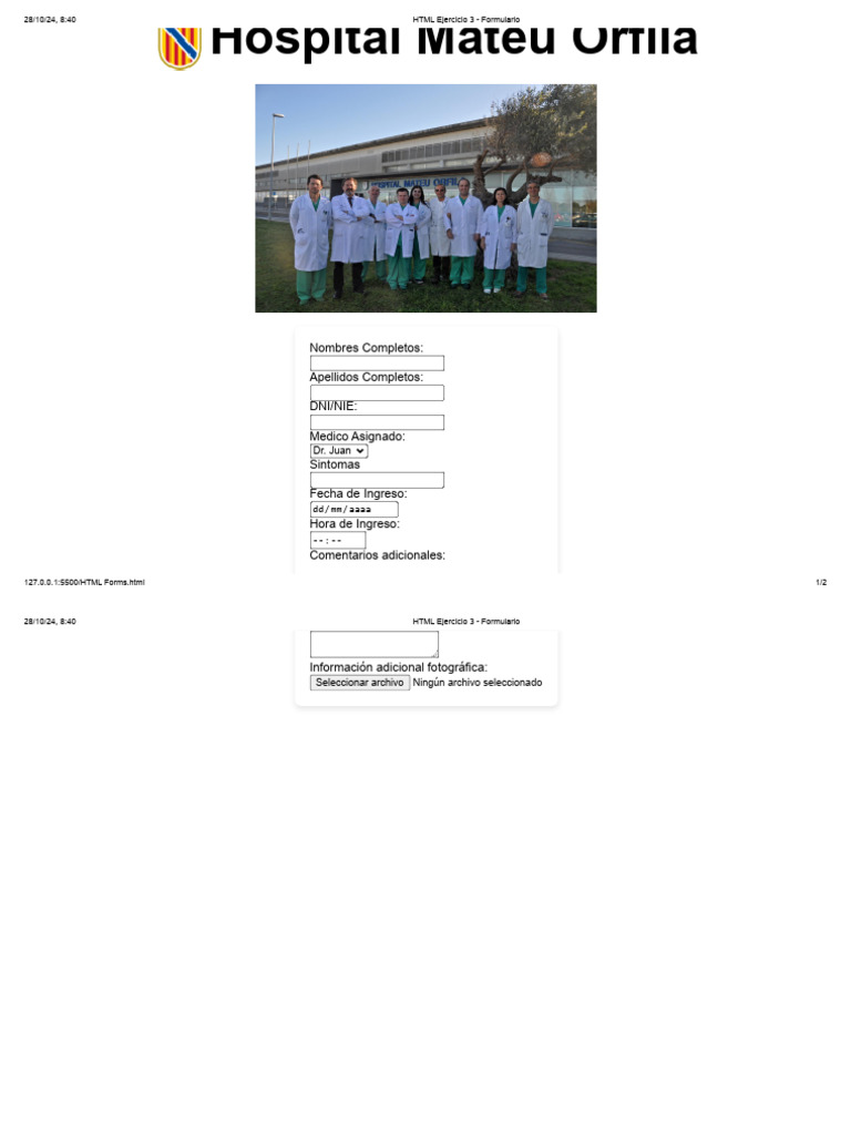 HTML Ejercicio 3 - Formulario | PDF