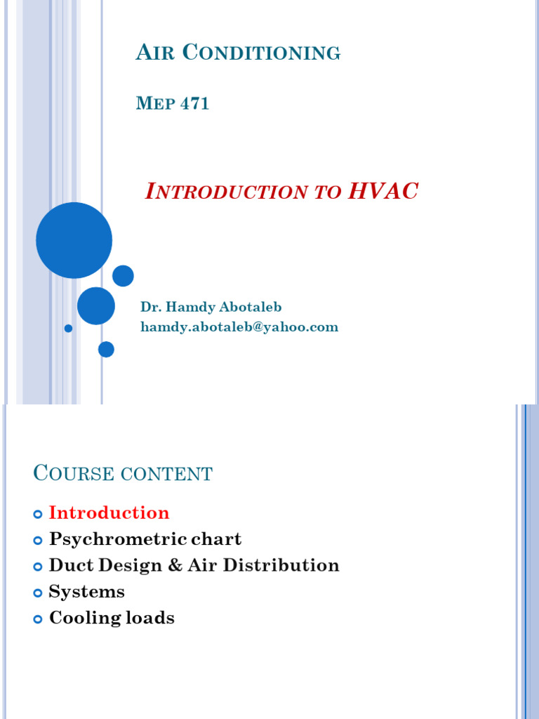 1. Introduction to HVAC | PDF | Air Conditioning | Sustainable Technologies