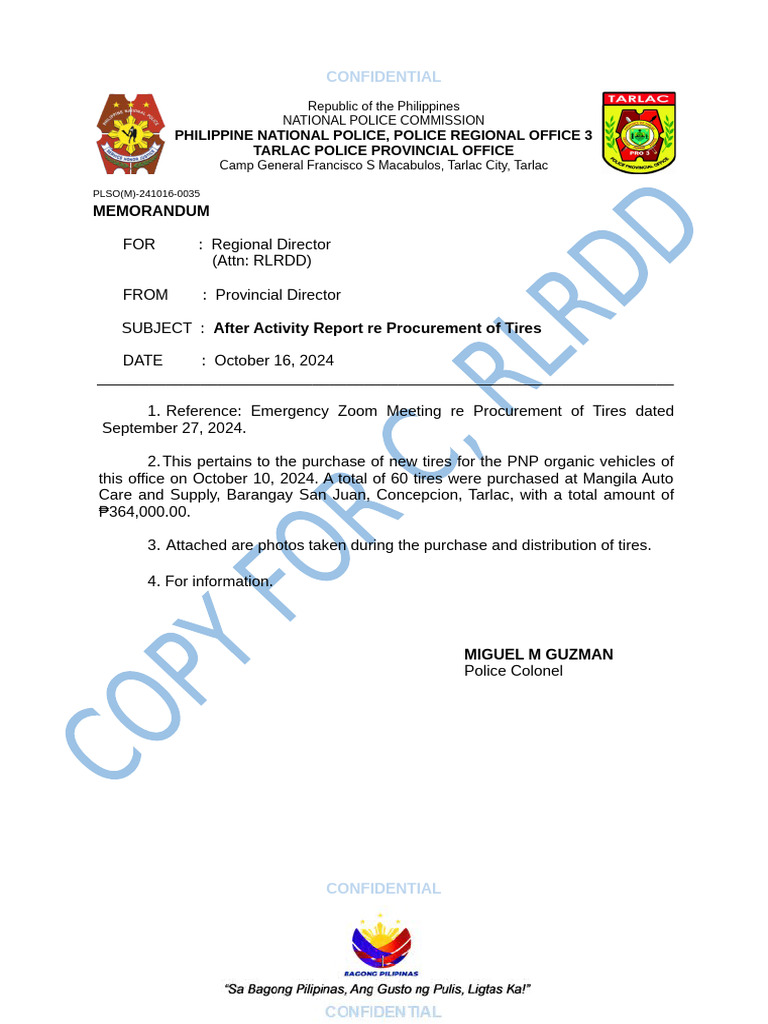 AAR Procurement of Tires | PDF