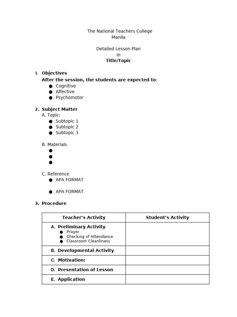 Detailed Lesson Plan Template 1 | PDF