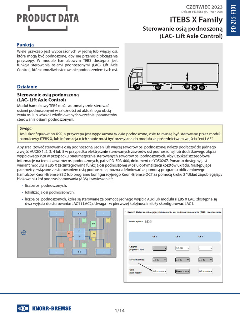 Sterowanie Osią Podnoszoną iTEBS X | PDF