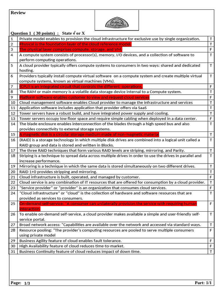 Review- Cloud Summer 2024 | PDF | Cloud Computing | Computer Data Storage