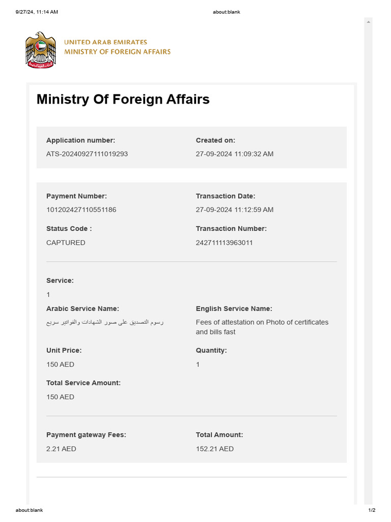 Attestation Fees 152 Aed | PDF
