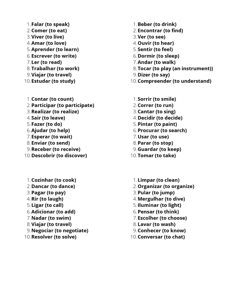 Português A1 - Aula 5 (Verbos) | PDF