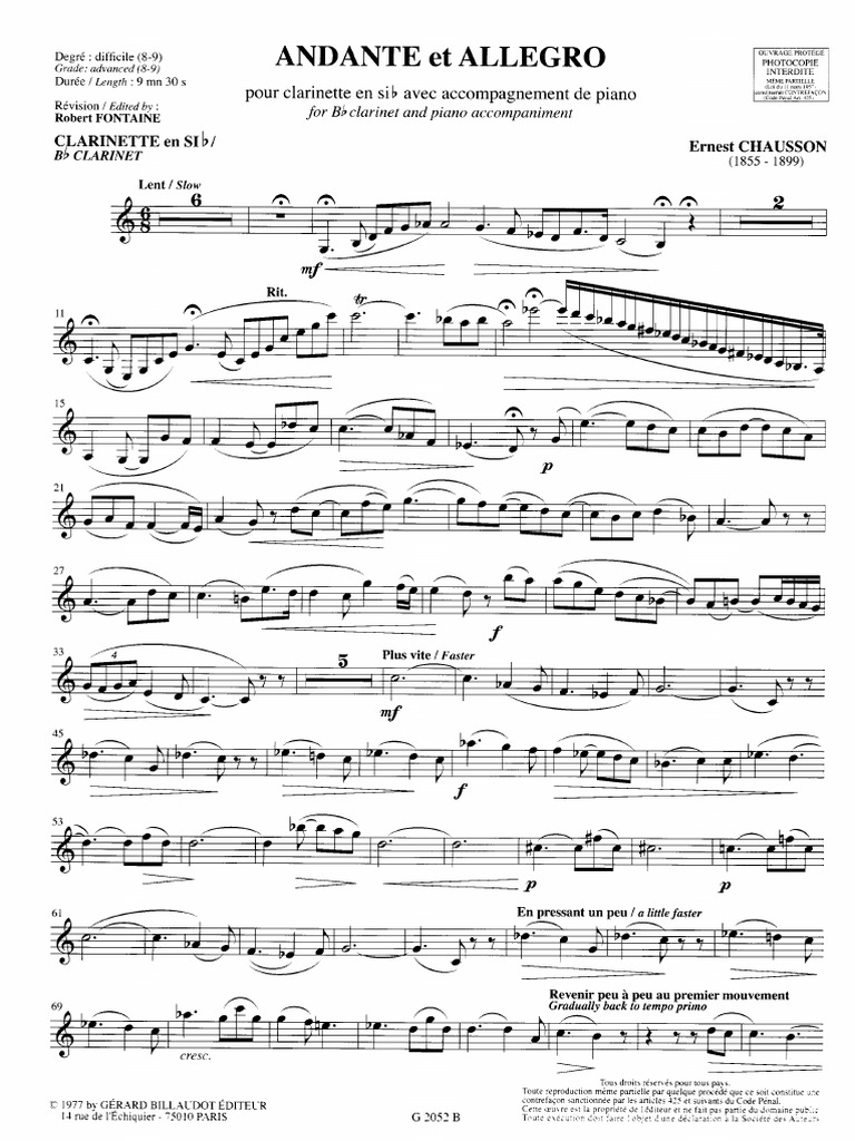 Andante y Allegro (Clarinet) | PDF