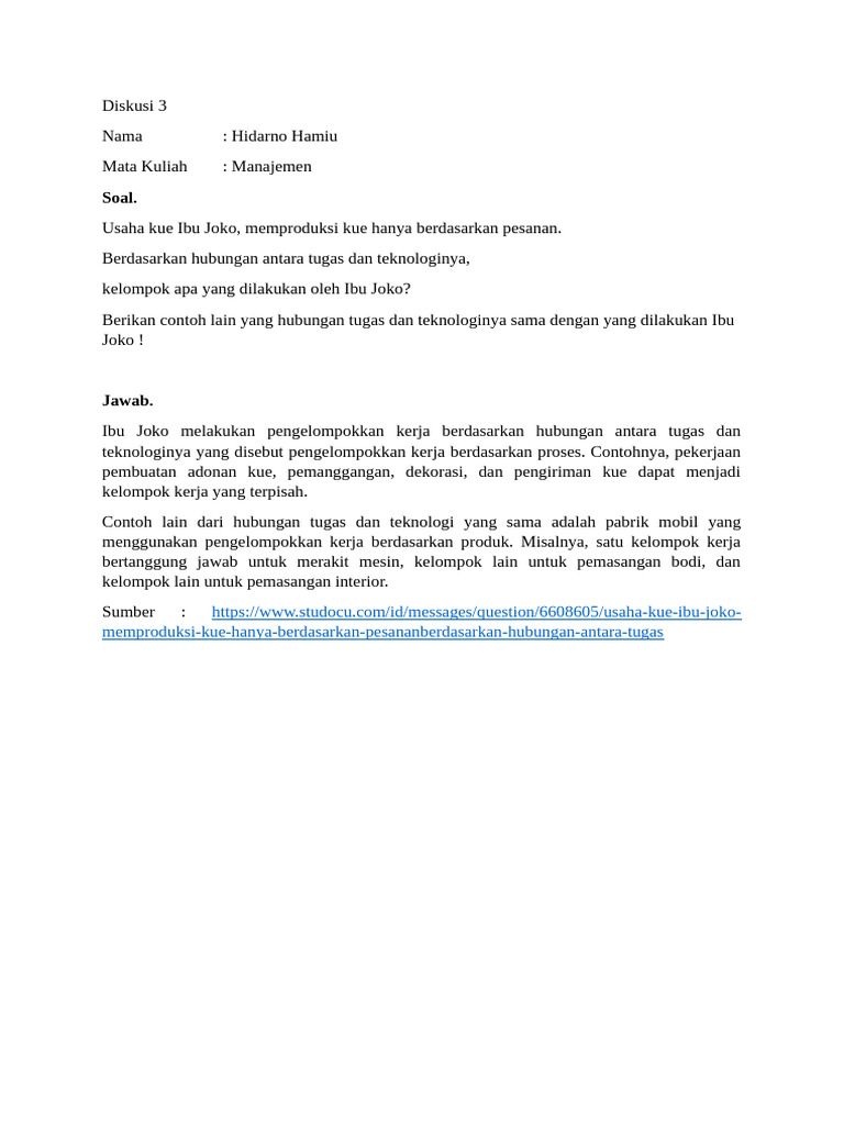 Diskusi 3 Manajemen | PDF