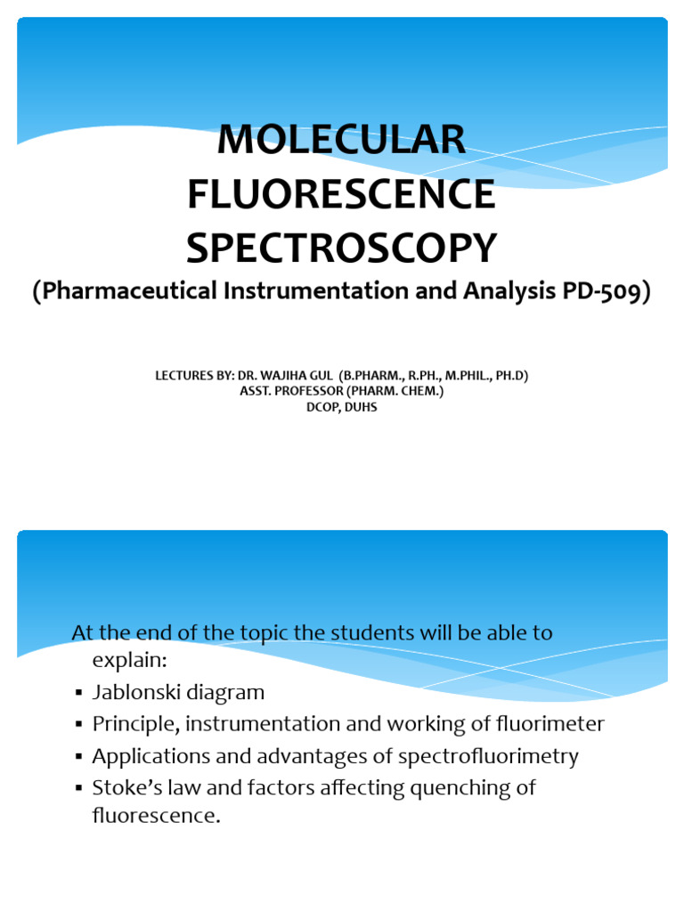Molecular fluorescence spectroscopy | PDF | Fluorescence | Emission ...