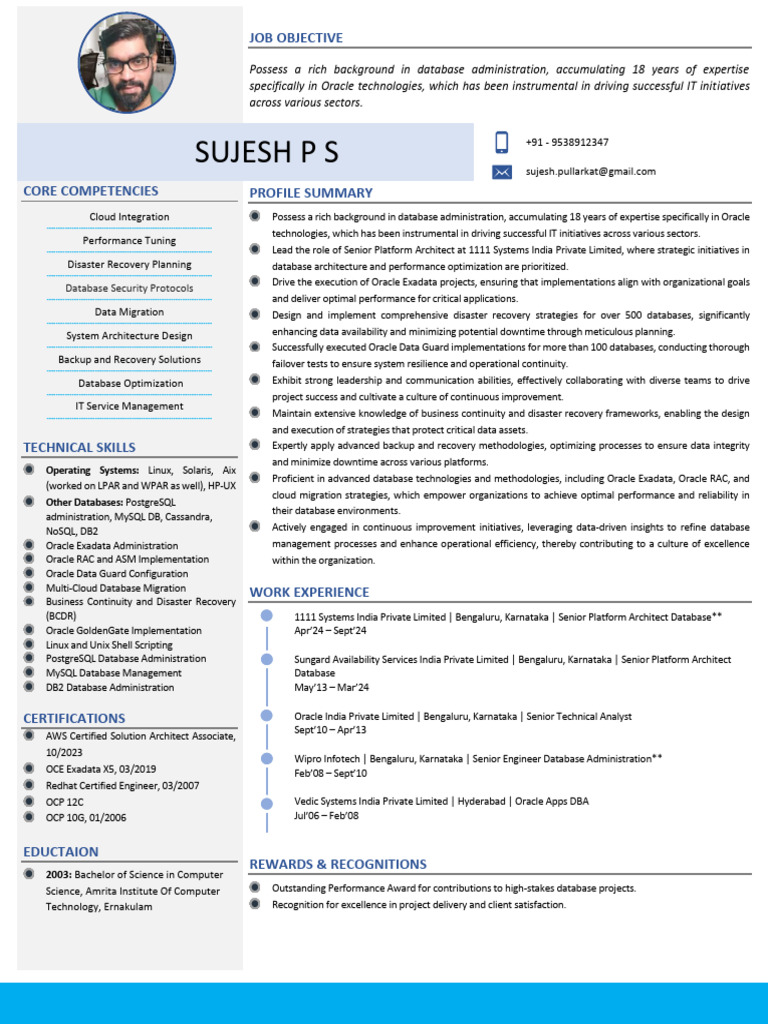 Sujesh DatabaseArchitect | PDF | Databases | Disaster Recovery