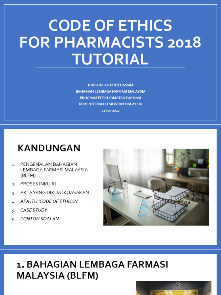 Code of Ethics For Pharmacists 2018 Tutorial MPS 23.06.2024 2 | PDF ...
