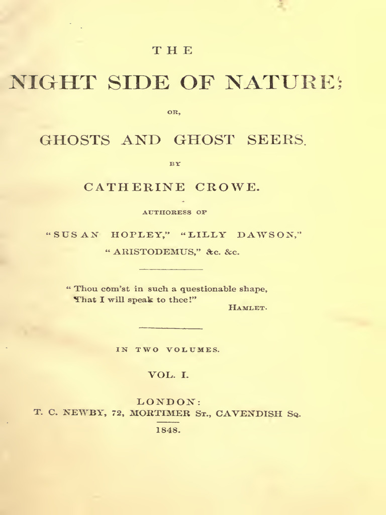 The Night Side of Nature, Or, Ghosts and Ghost Seers v1 v2 (Crowe ...