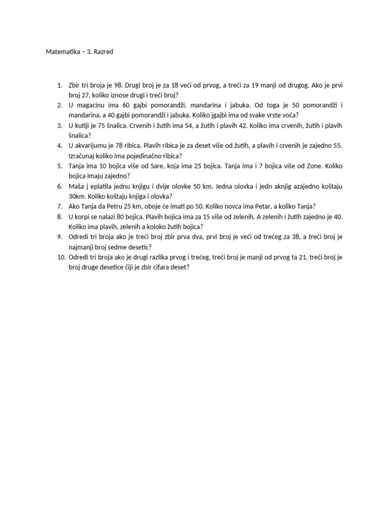 Matematika 3. Razred | PDF