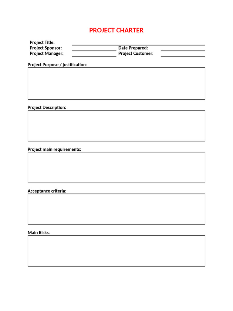 Project Charter DOC v1 | PDF | Business | Finance & Money Management