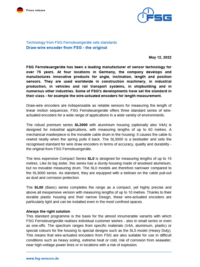 03_FSG_PM_Draw-wire-encoder | PDF | Equipment | Manufactured Goods