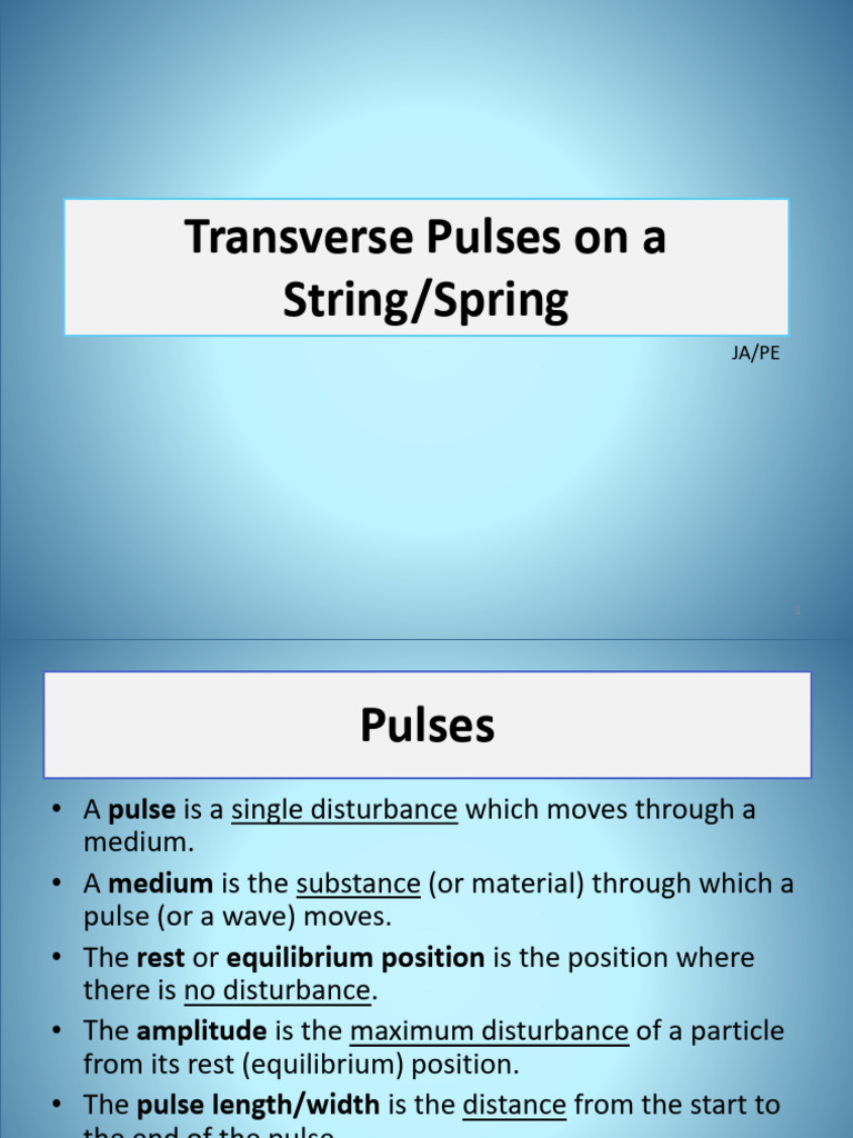 Transverse Pulses Waves Slides | PDF | Waves | Wavelength
