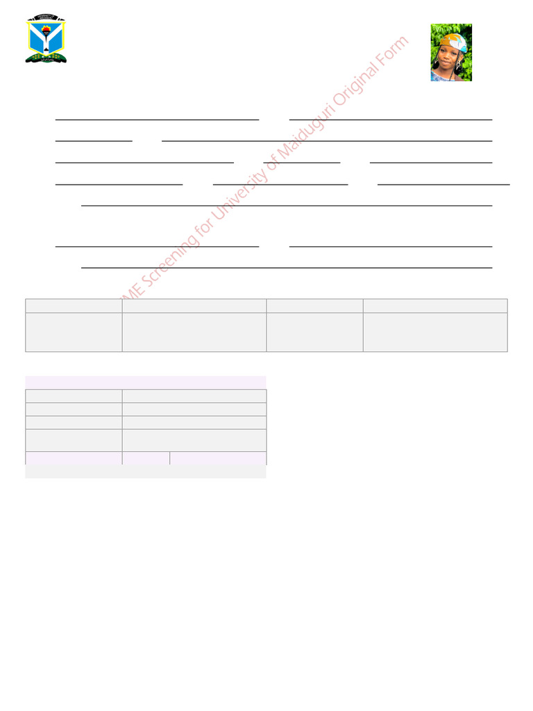 University of Maiduguri Post UTME Form | PDF