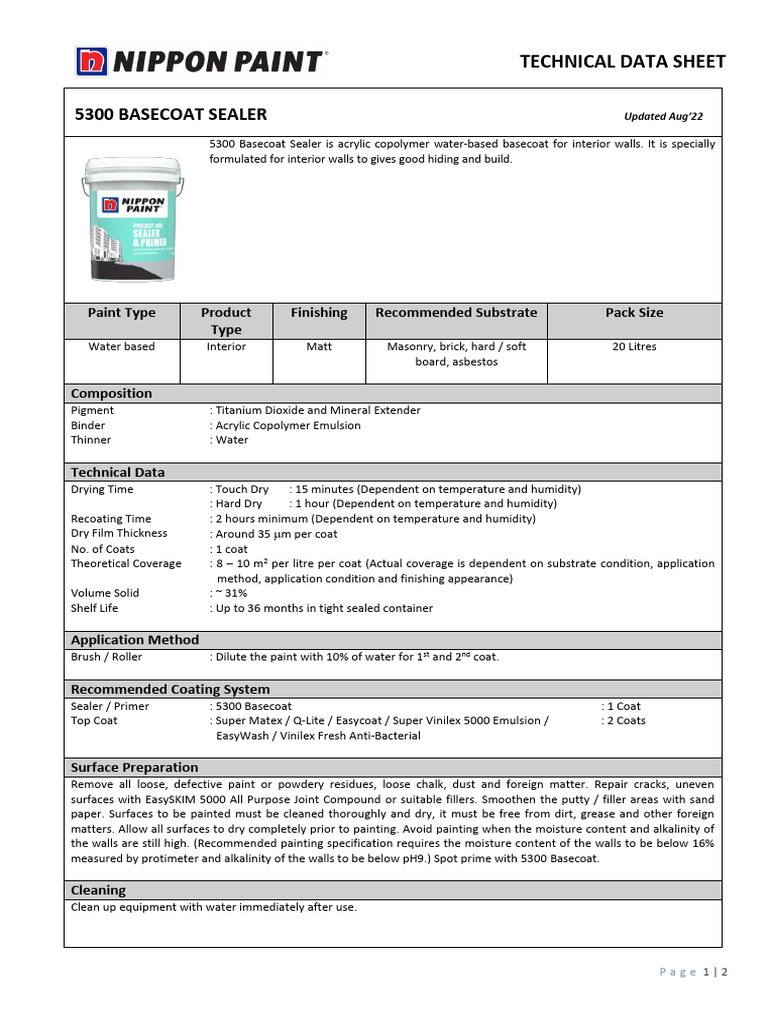 TDS_5300-Basecoat-Sealer | PDF | Paint | Acrylic Paint