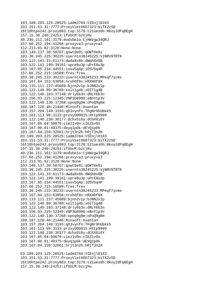 Proxy Server Credentials List | PDF
